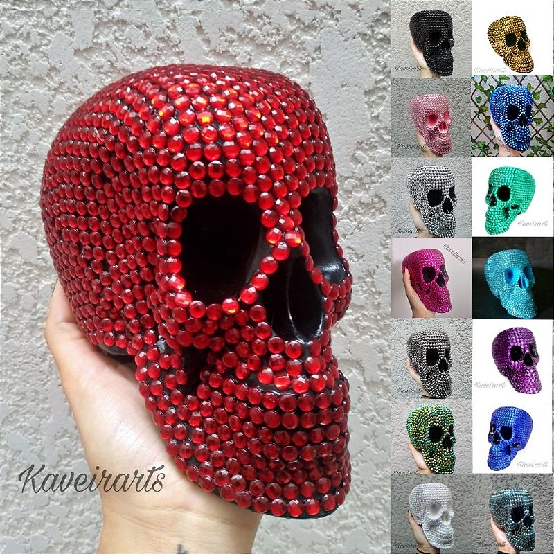 Caveira Strass - Grande - Fechada - Kaveirarts