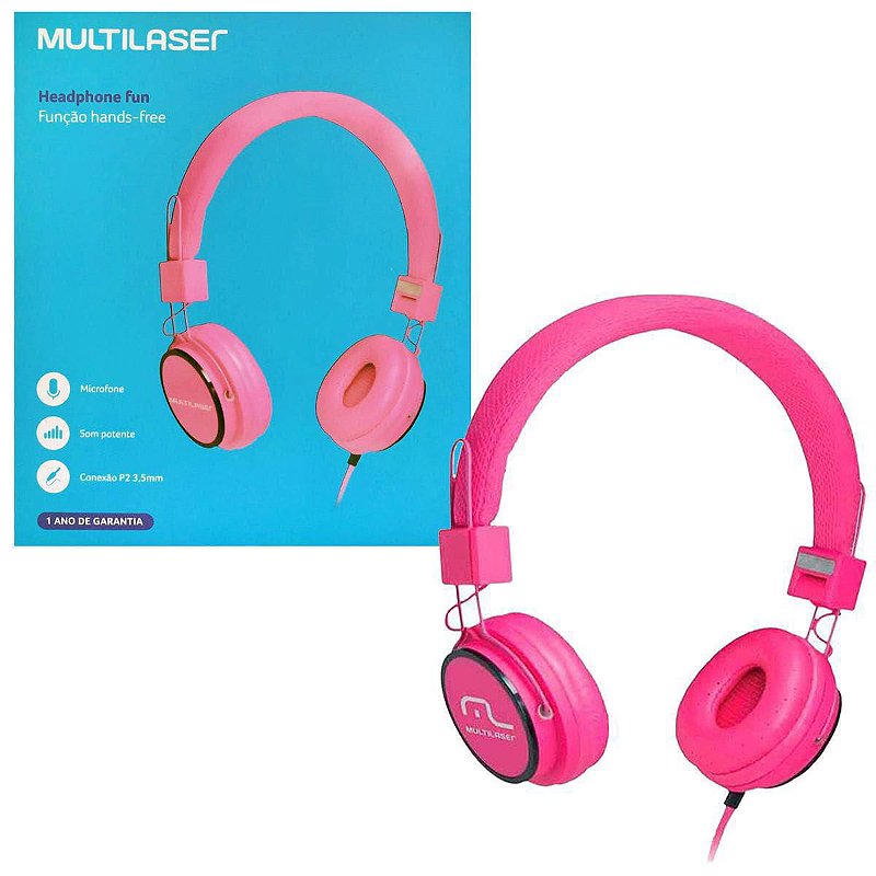 Headphone Multilaser Fun PH088 com Fio Rosa - Casa Sertaneja Eletro ...