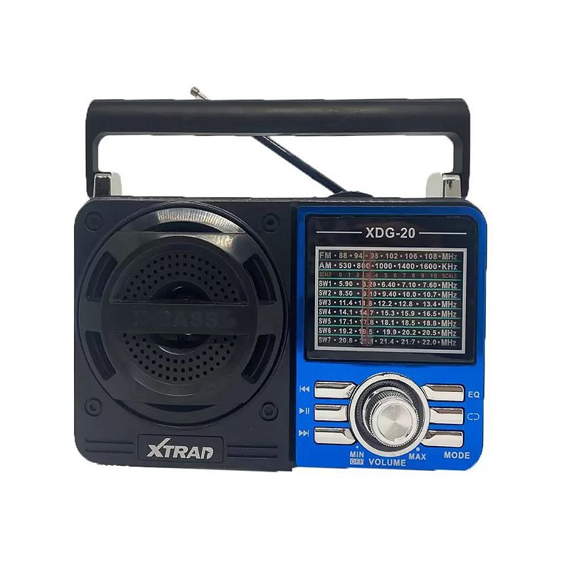 Rádio Xtrad XDG-20 AM/FM/SW 3W Azul - Casa Sertaneja Eletro - Aqui nós não perdemos negócio!