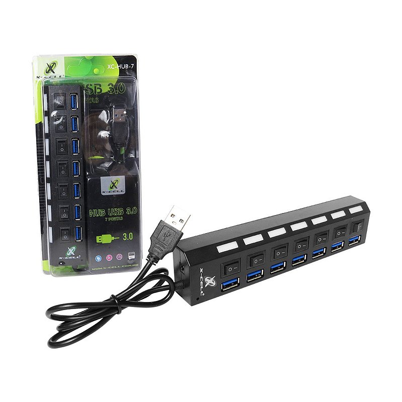 Hub USB X-Cell 7 Portas com Chave XC-HUB-7 - Casa Sertaneja Eletro ...