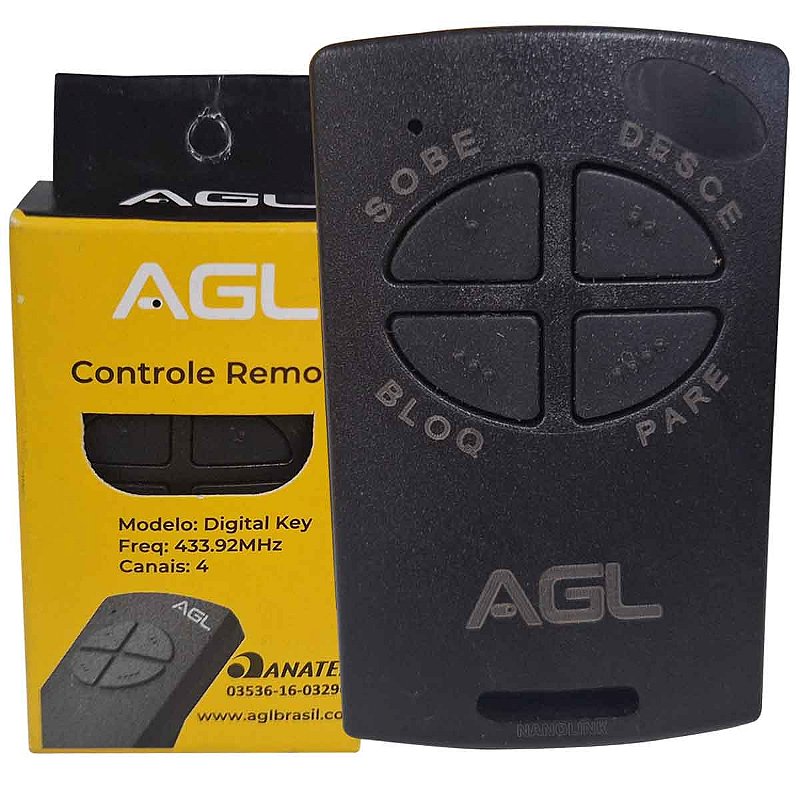 Controle Remoto AGL Digital Key 6P20 433,92 MHz p/ Porta de Enrolar ...