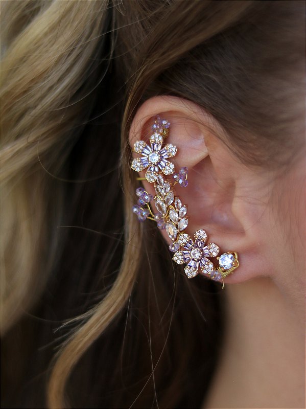Ear Cuff Floral Lilás - G. Offer - Acessórios de Cabelo