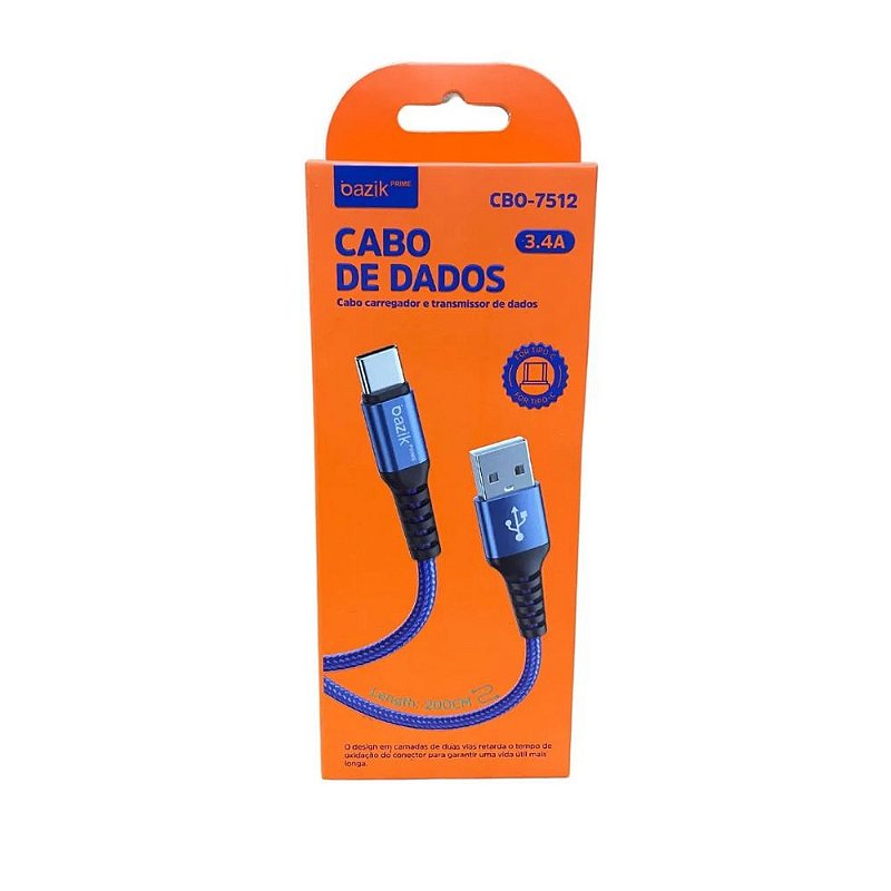 Cabo Basike - USB TYPE C - 3.4A - 2 Metros - CBO-7512 - Distribuidora ...