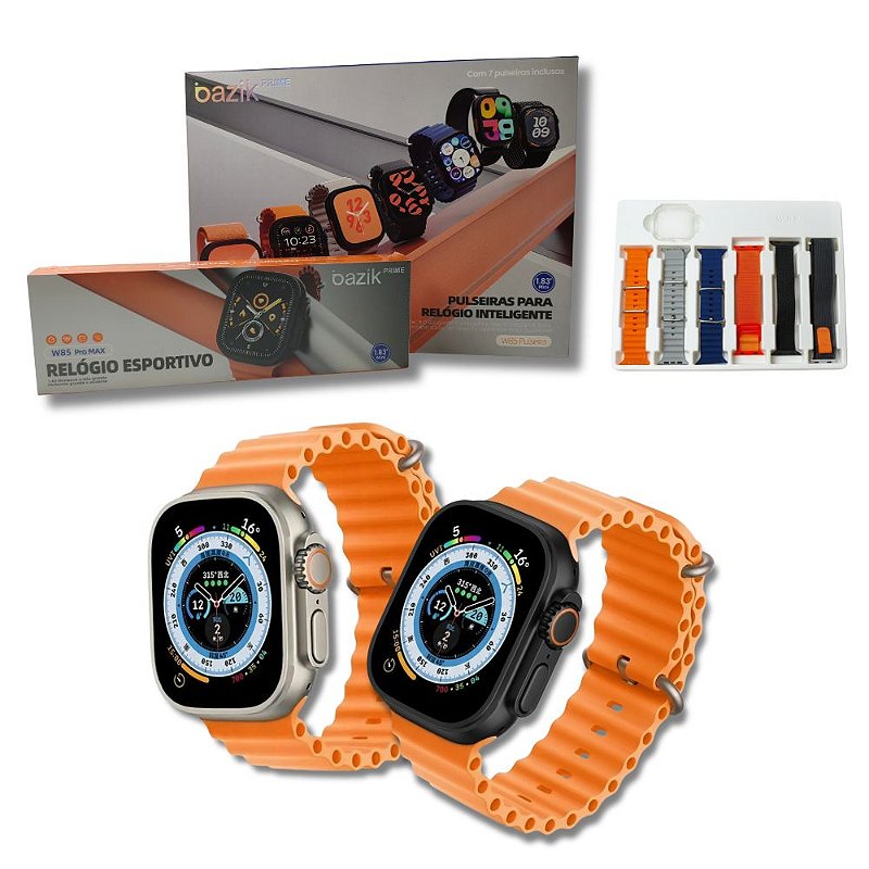 Smartwatch W85 Pro Max Relógio De Pulso Digital Acompanha 7 Pulseiras ...