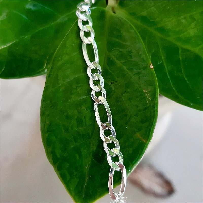 Pulseira Italiana Flat Masculina em Prata 925 - Aroeira Pratas