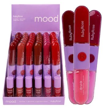 DUO GLOSS + BATOM LÍQUIDO - HB-F569 G2 / RUBY ROSE - TOPMAKE