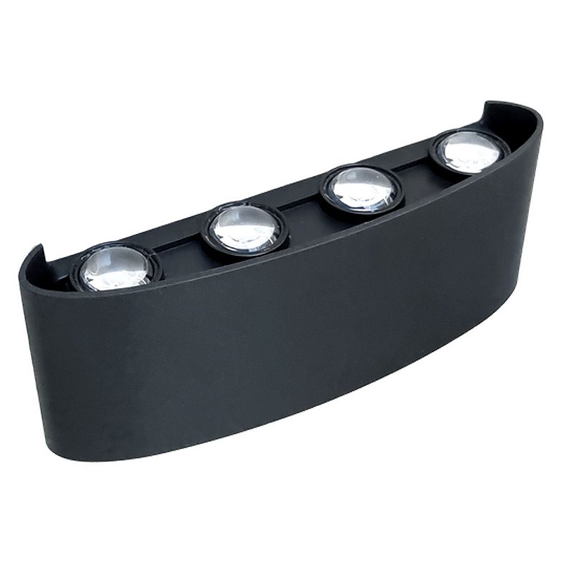 Arandela de Efeito Externa Interna Meia Lua LED 8W Sierra 8 Fachos Branco Quente 3000K Preta ...