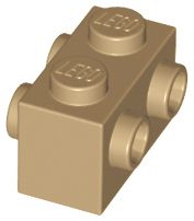 Tijolo Modificado 1x2 com encaixes nas duas laterais Bege Escura - TECLINC