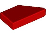 Placa Lisa Modificada 1x2 com Chanfro Esquerda Vermelha - TECLINC