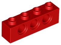 Tijolo Lego Technic 1x4 com Furos Vermelho - TECLINC