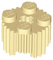 Tijolo Redondo 2x2 com Furo para Eixo e grades Bege - TECLINC