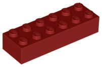 Tijolo Lego 2x6 Dark Red - TECLINC