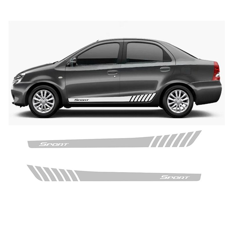 Kit Faixa lateral adesiva tuning para Toyota Etios SEDAN modelo Sport ...