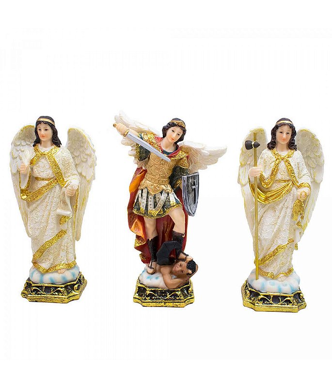 Três Arcanjos - Miguel Gabriel Rafael 23 CM Escultura em Resina ...