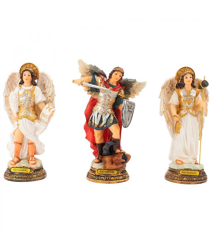 Três Arcanjos - Miguel Gabriel Rafael 16 CM Escultura em Resina ...