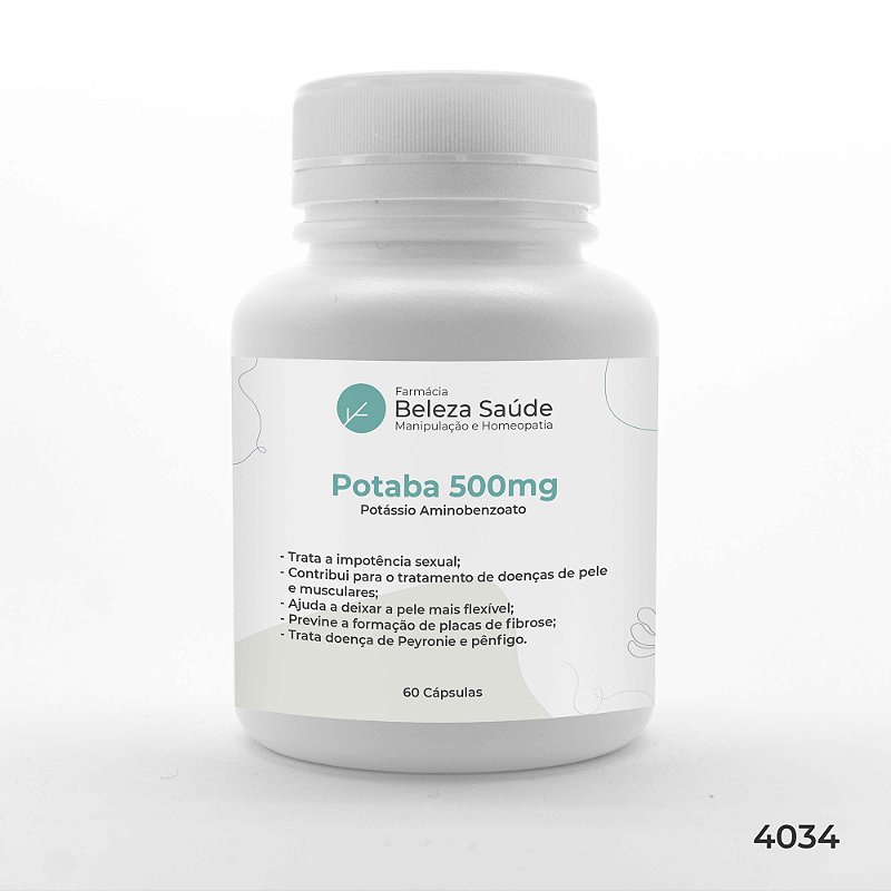 Potaba (Potássio Aminobenzoato) 500 mg - Beleza Saúde Farmácia de ...