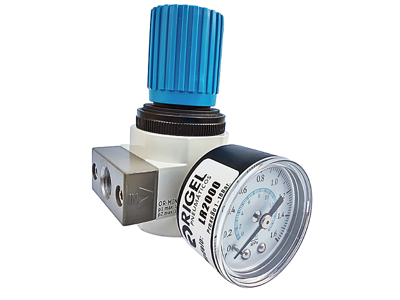 Regulador de Pressão 1/4 Bsp p/ até 16 Bar com Suporte e Manômetro - Rigel Pneumáticos