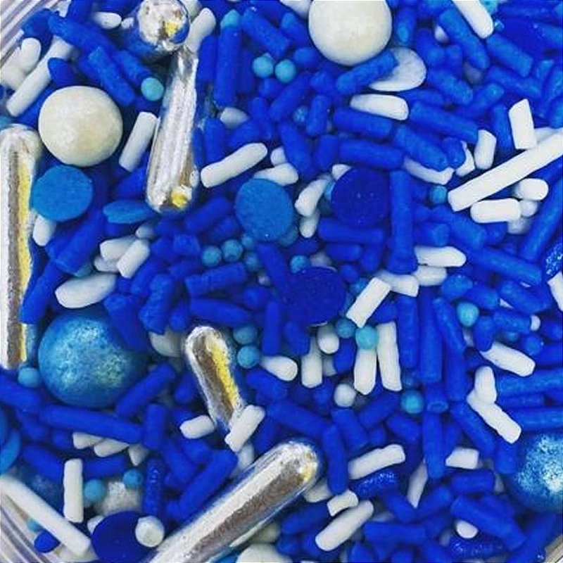 Confeito Decorativo - Fairy Sprinkles - Estrela - Azul & Branco - 150g ...