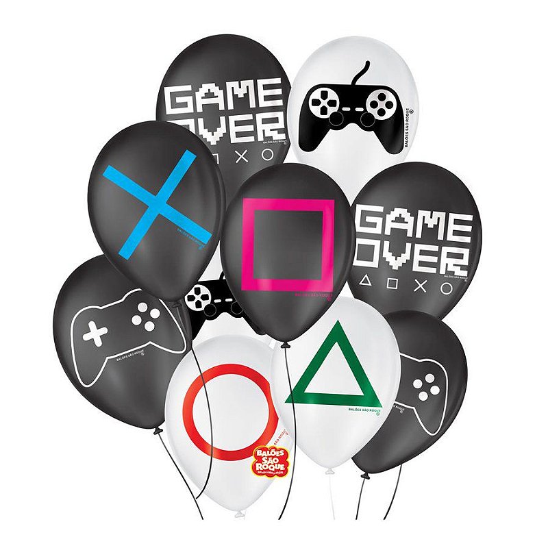 Balão de Festa Decorado - Festa Gamer - Sortidos - 9" 23cm - 25 ...