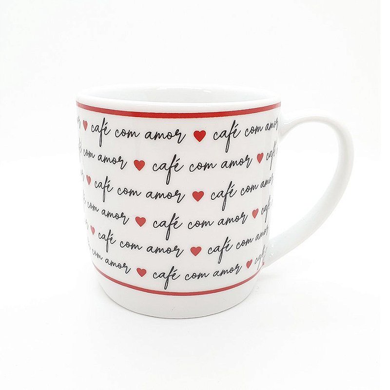 Caneca de Porcelana "Café com Amor" Lettering - 360 mL - 1 unidade ...