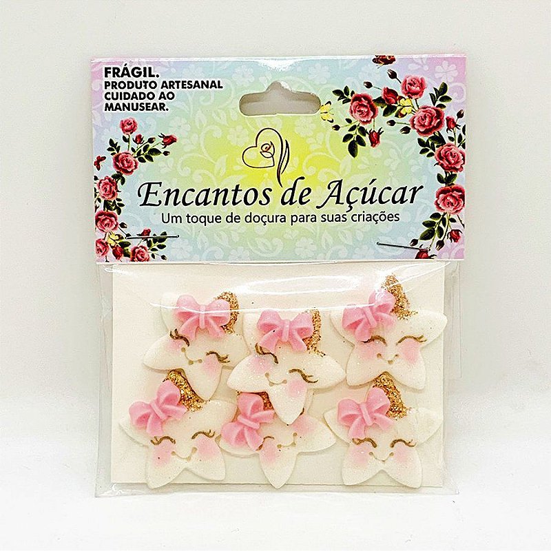 Confeito de Açúcar Estrela Feminina Gliter - 6 Unidades - Rizzo - Rizzo ...