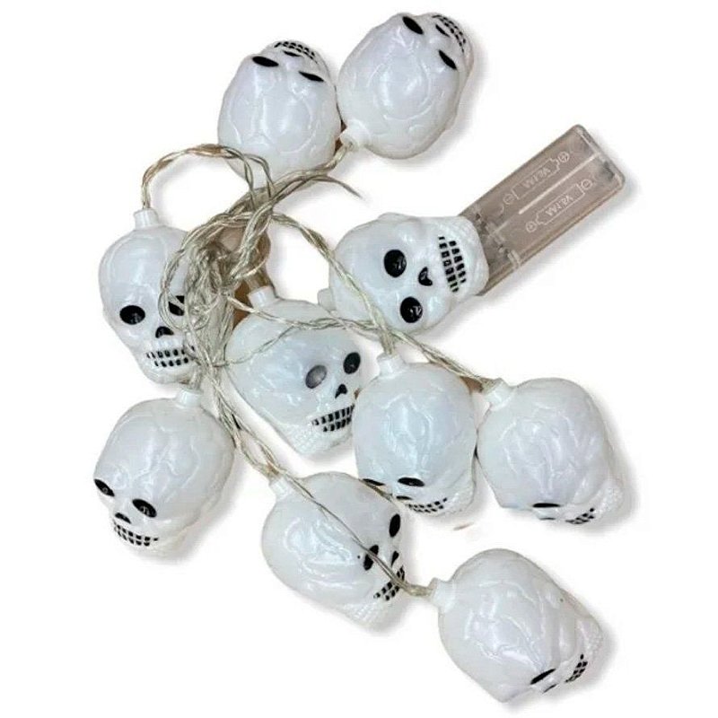 Cordão Decorativo Caveira Piscante Ref. YDH-8541 - 1 unidade - Rizzo - Rizzo Embalagens