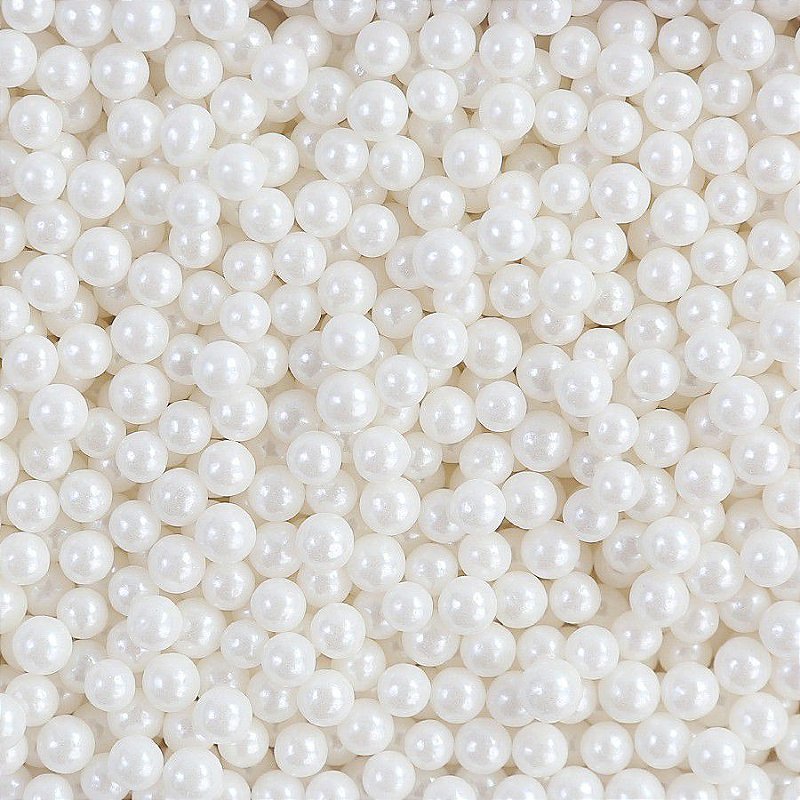 Confeito Sugar Beads Branco Perolizado - 4mm - 1 unidade - Cromus Linha ...
