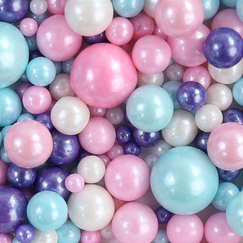 Confeito Sugar Beads Perolizado Sortidos Rosa Roxo Azul e Branco - 1 ...