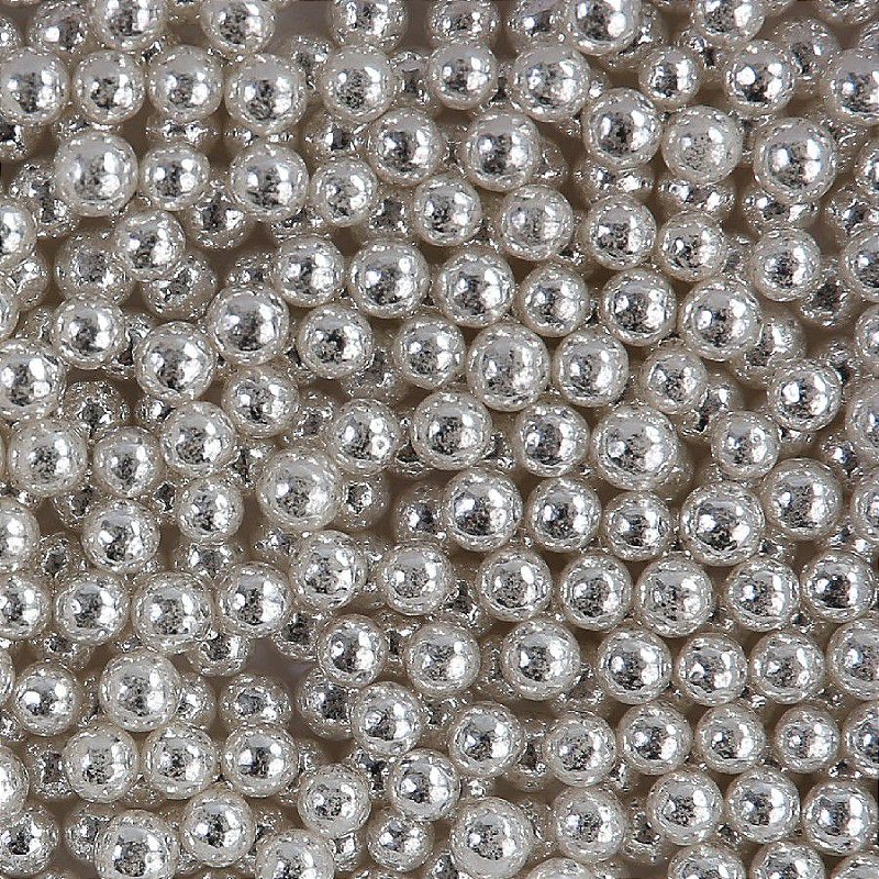 Confeito Sugar Beads Perolizado Prata - 4mm - Cromus Linha Profissional ...