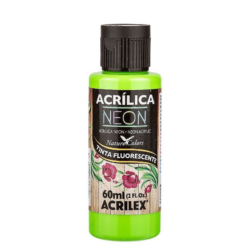 Tinta Fluorescente Neon 60ml - Verde - 1 unidade - Acrilex - Rizzo ...