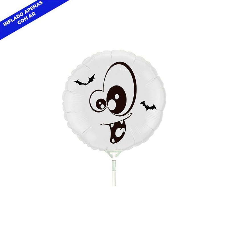 Balão de Festa Metalizado 20'' 40cm - Redondo Drácula - 1 unidade ...