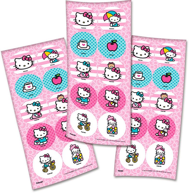 Adesivo Redondo - Hello Kitty Rosa - 30 unidades - Festcolor - Rizzo ...