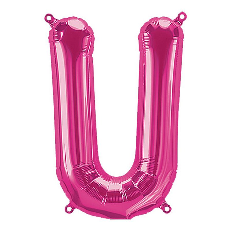 Balão de Festa Microfoil 16" 40cm - Letra U Magenta - 1 unidade ...
