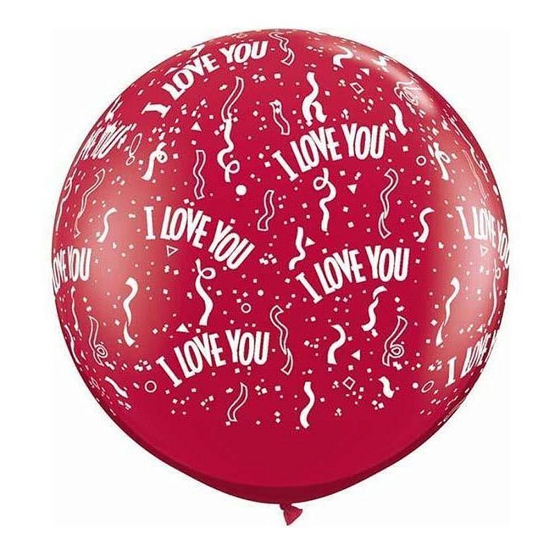 Balão de Festa Látex Liso Decorado - I Love You! Vermelho Rubi - 3 ...