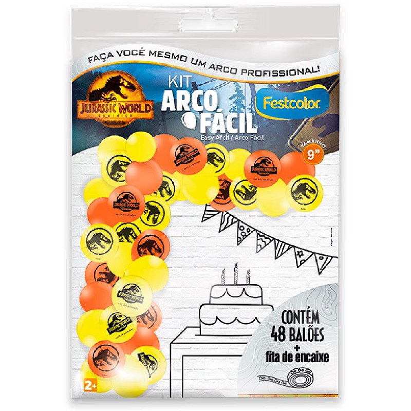 Kit Arco Fácil - Jurassic World 3 - 1 unidade - Festcolor - Rizzo ...