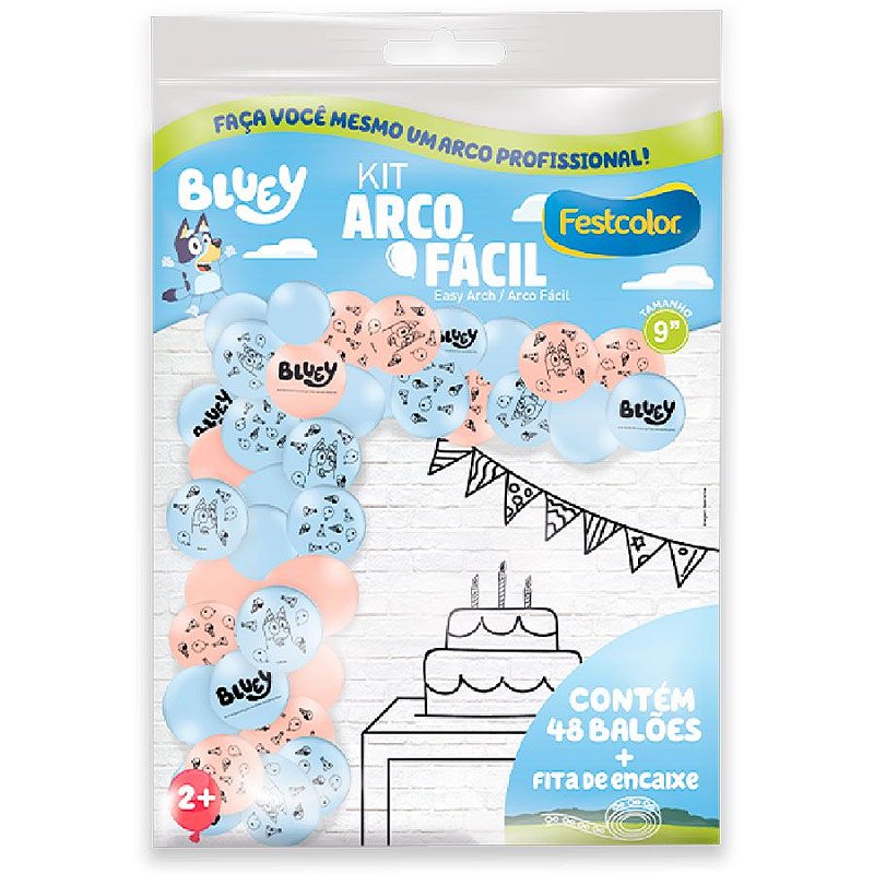 Kit Arco Fácil - Bluey - 1 unidade - Festcolor - Rizzo - Rizzo Embalagens