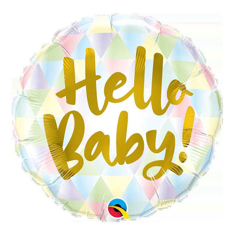 Balão de Festa Microfoil 4" 10cm - Redondo Hello Baby - 1 unidade ...