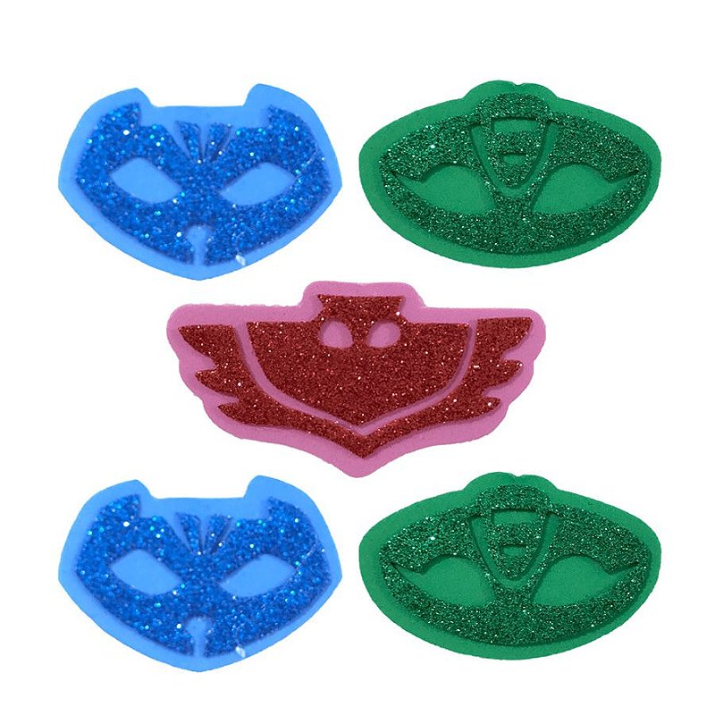 Aplique Glitter - PJ Masks - 5 unidades - Piffer - Rizzo - Rizzo Embalagens
