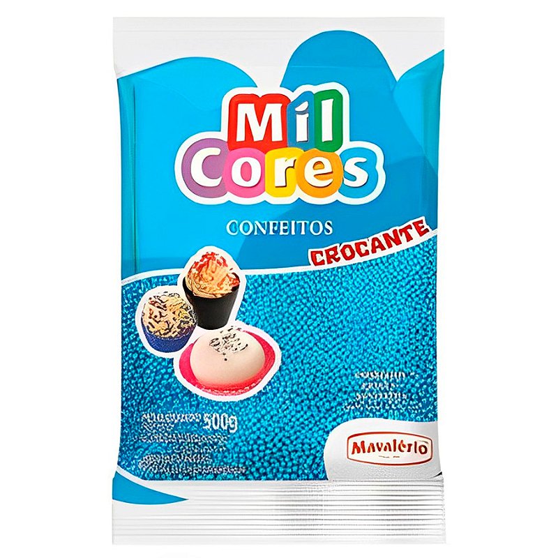Confeito Miçanga Mil Cores Nº 0 Azul - 500 g - Mavalério - Rizzo Embalagens