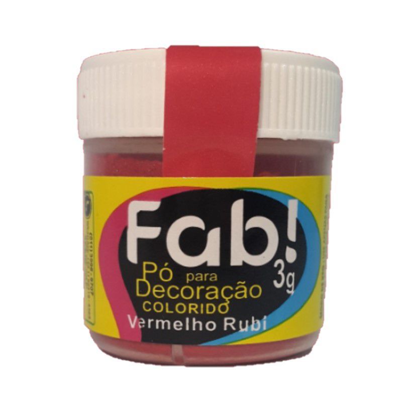 Pó para decoração vermelho rubi 3g Fab - Rizzo Embalagens