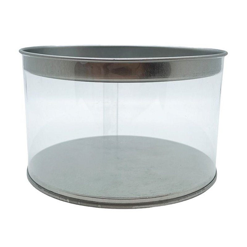 Lata Baixa Redonda com Tampa Prata - 12x7,5cm - 1 unidade - Rizzo ...