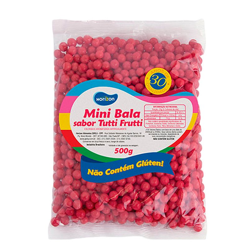 Mini Balinha para Lembrancinha Sabor Tutti Frutti - Vermelho - 500g - 1 ...