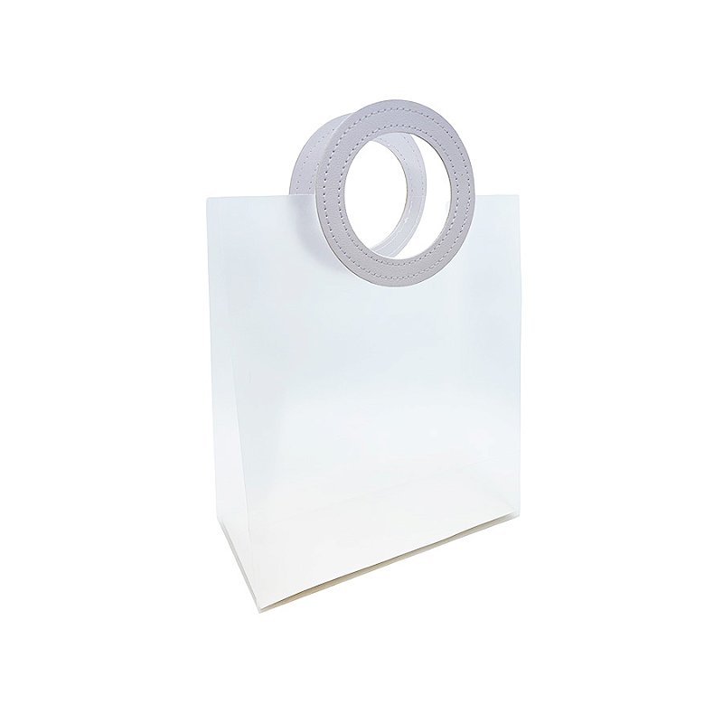 Sacola Transparente Fosca PVC com Alça Redonda de Couro Branco - 18 ...
