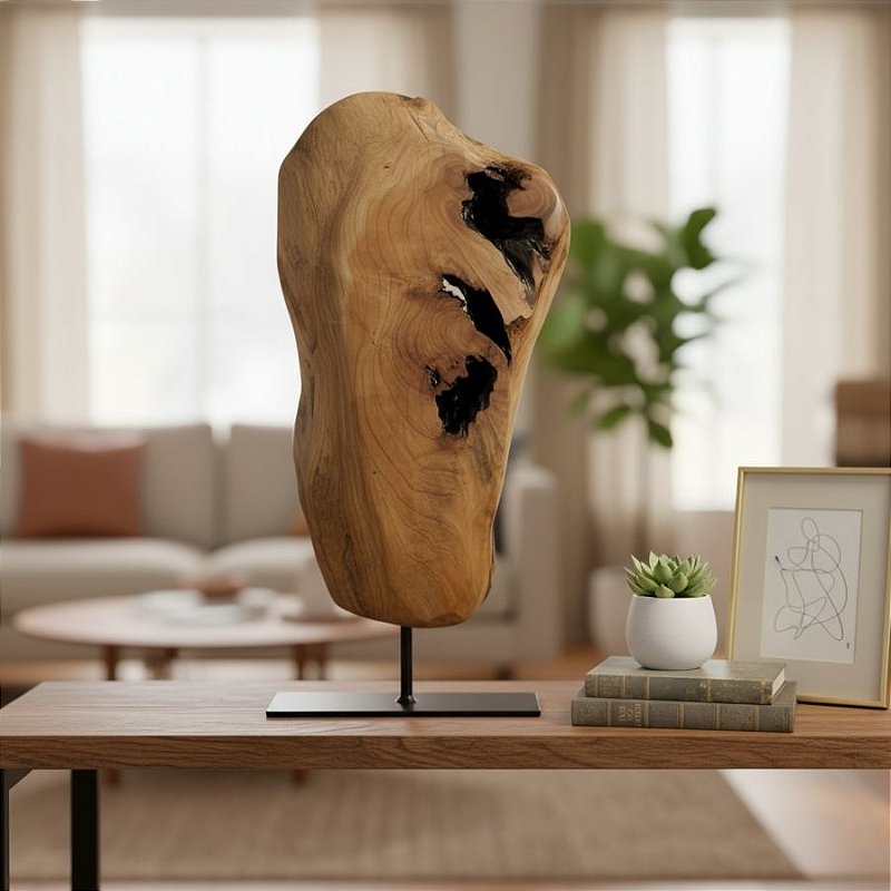 Escultura De Madeira Rústica - Formato Orgânico - Modelo 1 - 1 unidade ...