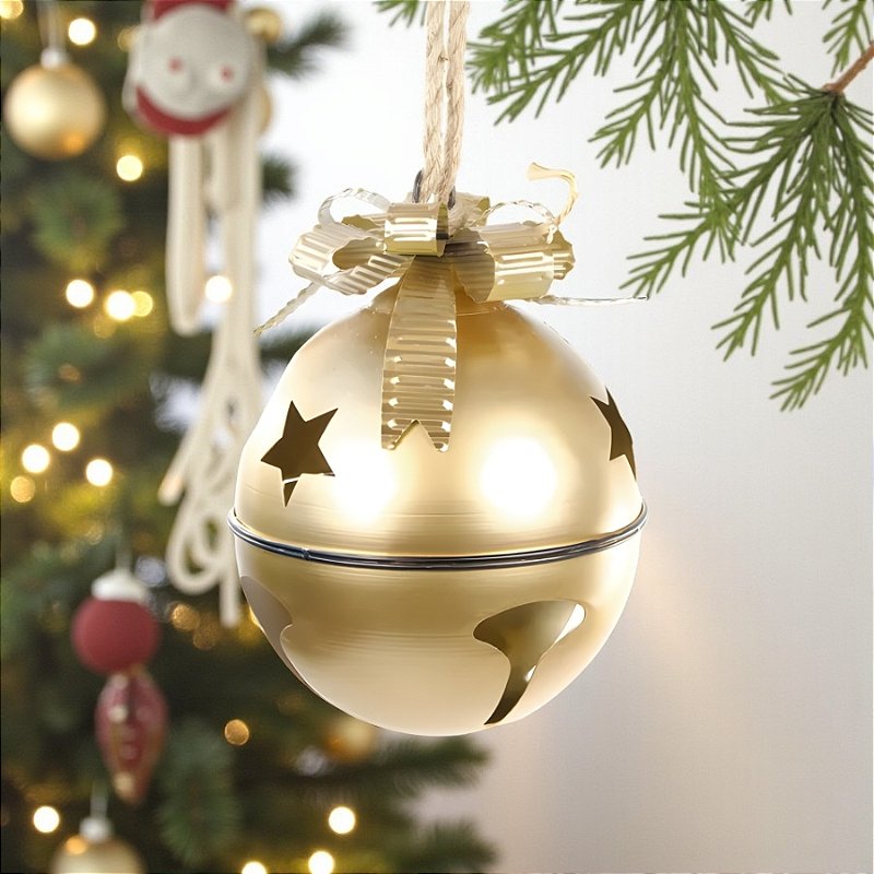 Enfeite Para Pendurar de Natal - Guizo Ouro - 10x13cm - 1 unidade ...