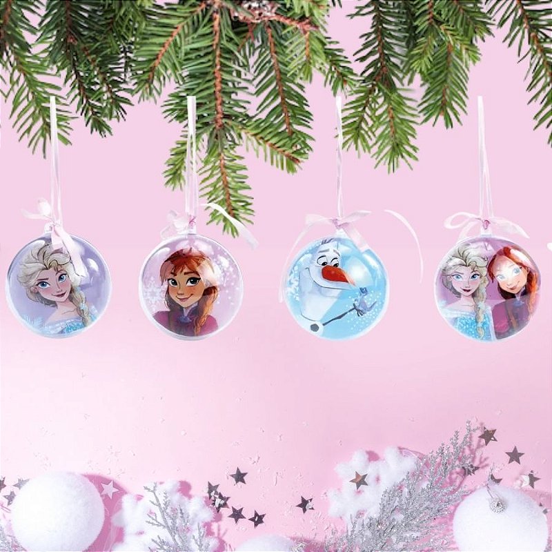 Bola de Natal Acrílica Frozen - 10cm - 4 unidades - Disney Original ...