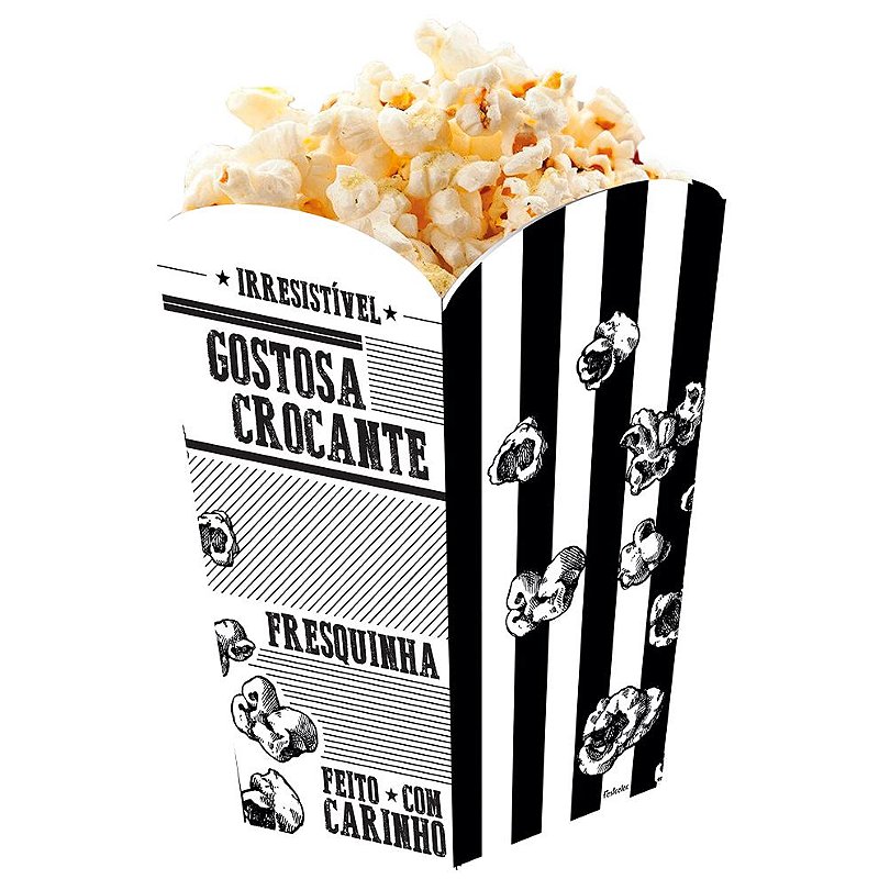Caixa para Pipoca Preto e Branco - 50 unidades - Food Service Fest Col ...