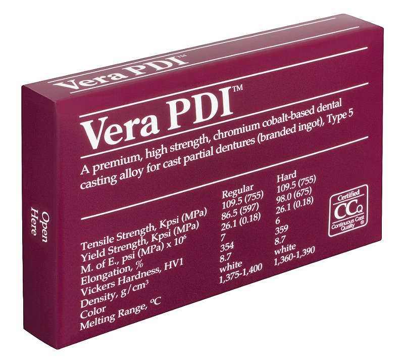 Liga Metálica CO-CR para PPR Vera PDI Premium 207g - Aalbadent - Dental ...