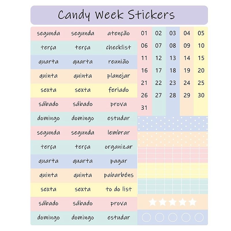 Adesivo Candy Week Grafitte - Papelaria Grafitte - Papelaria Grafitte ...