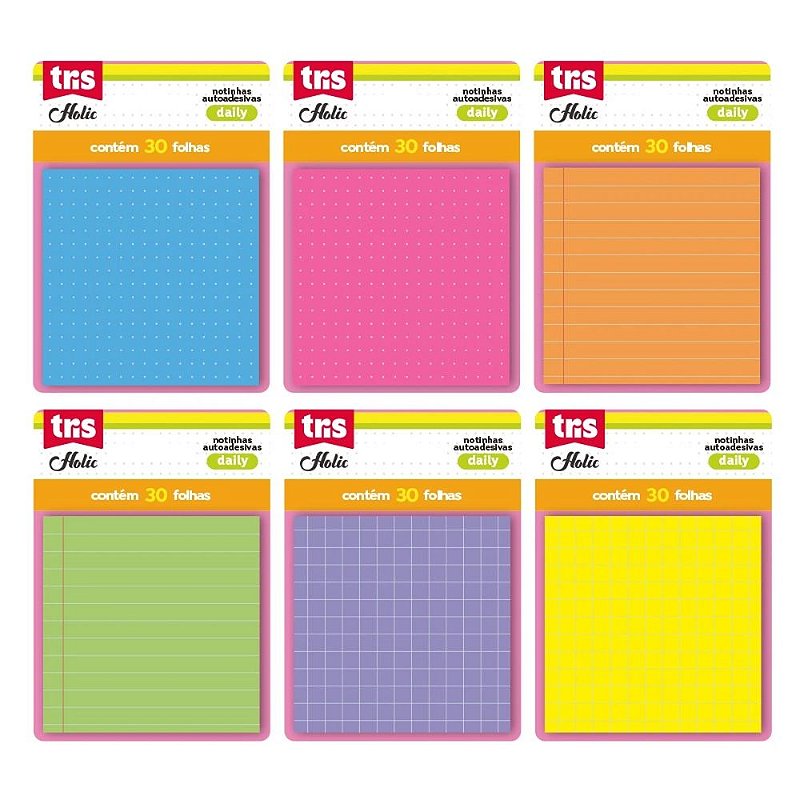 Notas Autoadesivas Daily 76x76mm TRIS 907523 - Papelaria Grafitte ...